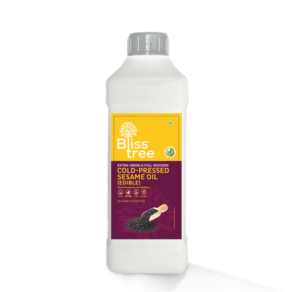 First Cold-Pressed Sesame Oil - Extra Virgin & Full Wooden - 1L - Bliss ...